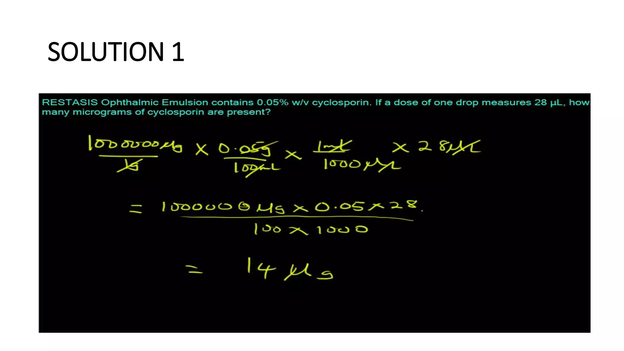 DOSE CALCULATIONS /PTCB/NAPLEX /PC EXAMS PREPARATION | PPT
