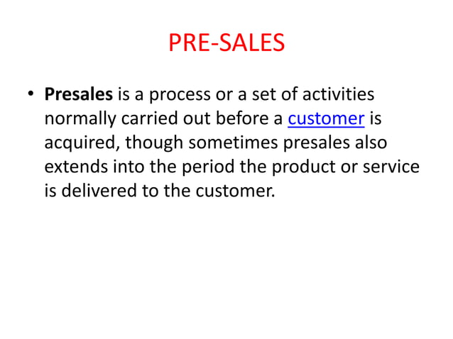 Pre sales ppt | PPTX