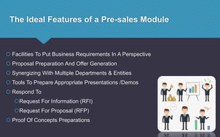 Pre-Sales the Backbone of Sales Force Automation Solutions | PPT