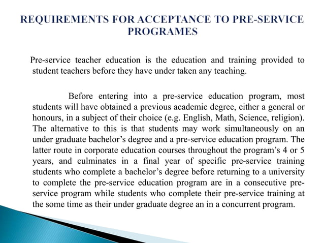 Pre service & in-service teacher education | PPTX