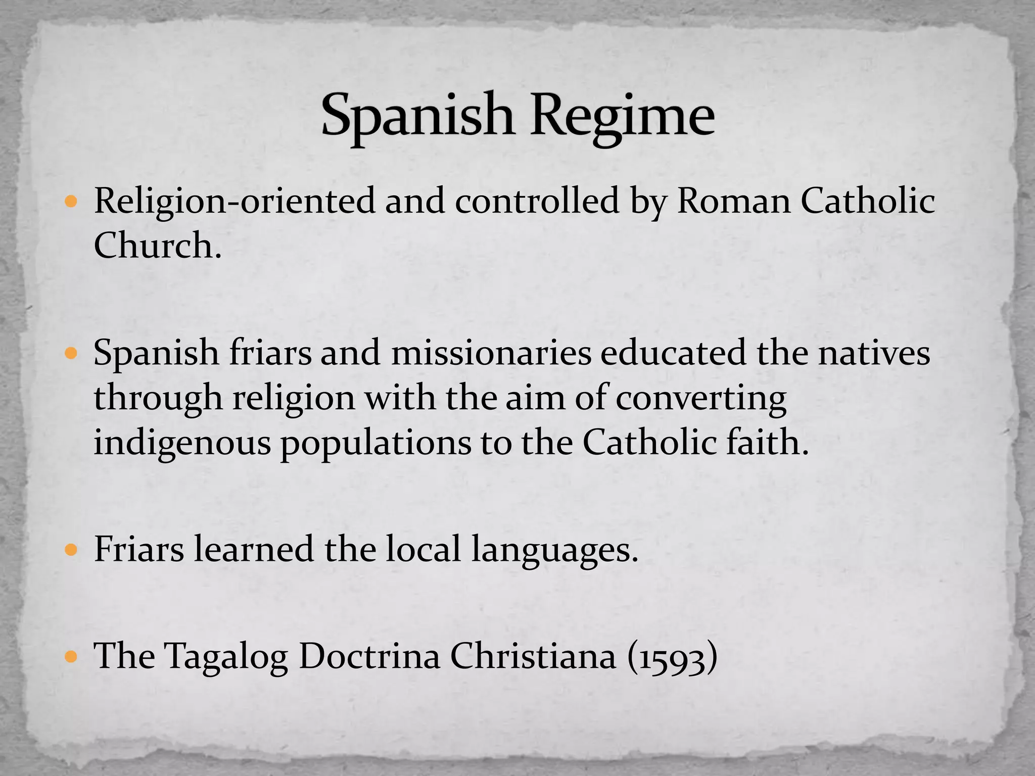 Pre spanish to Spanish regime Education | PPTX