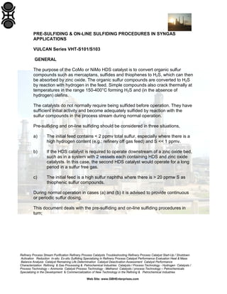 PRE-SULFIDING & ON-LINE SULFIDING of VULCAN Series CoMo and NiMo ...