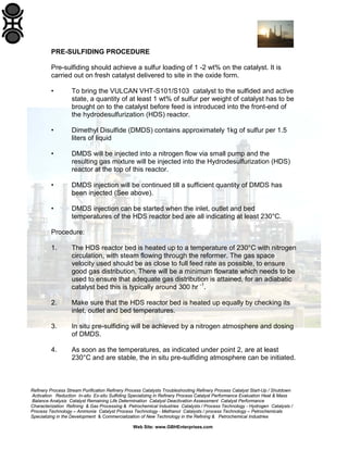 PRE-SULFIDING & ON-LINE SULFIDING of VULCAN Series CoMo and NiMo ...