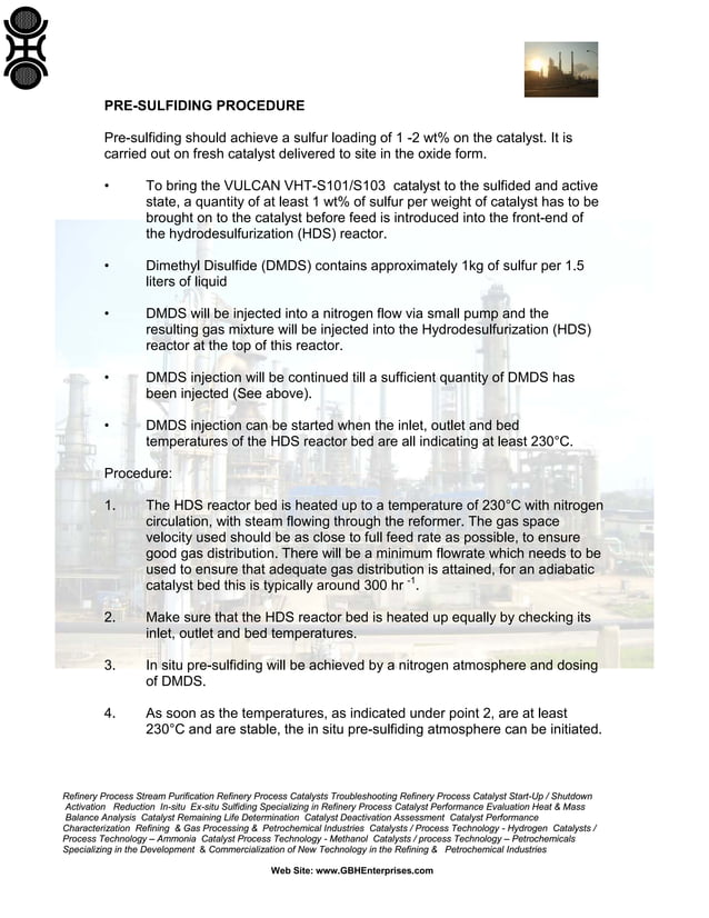 PRE-SULFIDING & ON-LINE SULFIDING of VULCAN Series CoMo and NiMo ...