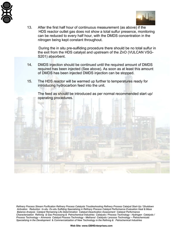 PRE-SULFIDING & ON-LINE SULFIDING of VULCAN Series CoMo and NiMo ...