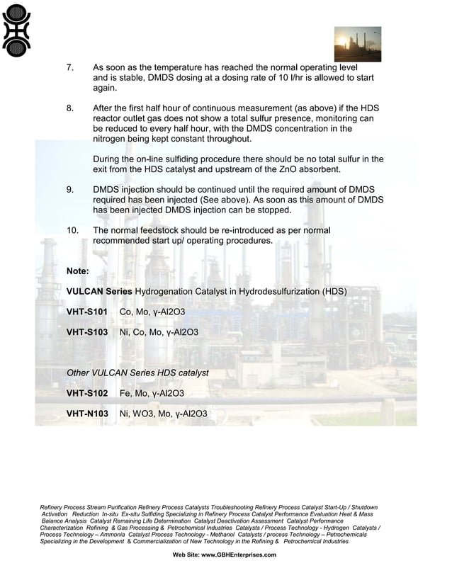 PRE-SULFIDING & ON-LINE SULFIDING of VULCAN Series CoMo and NiMo ...