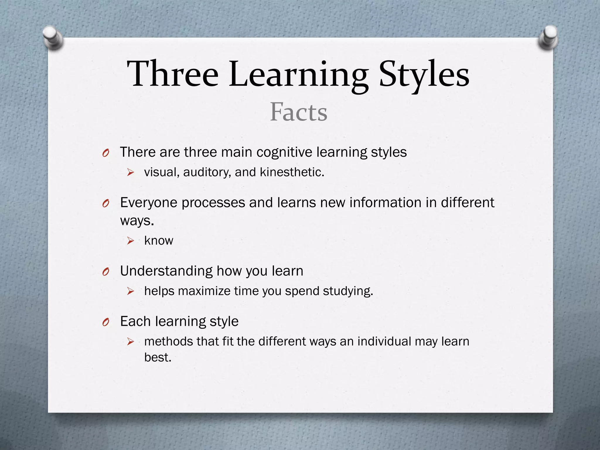 Pre teaching activity - Learning styles | PPT