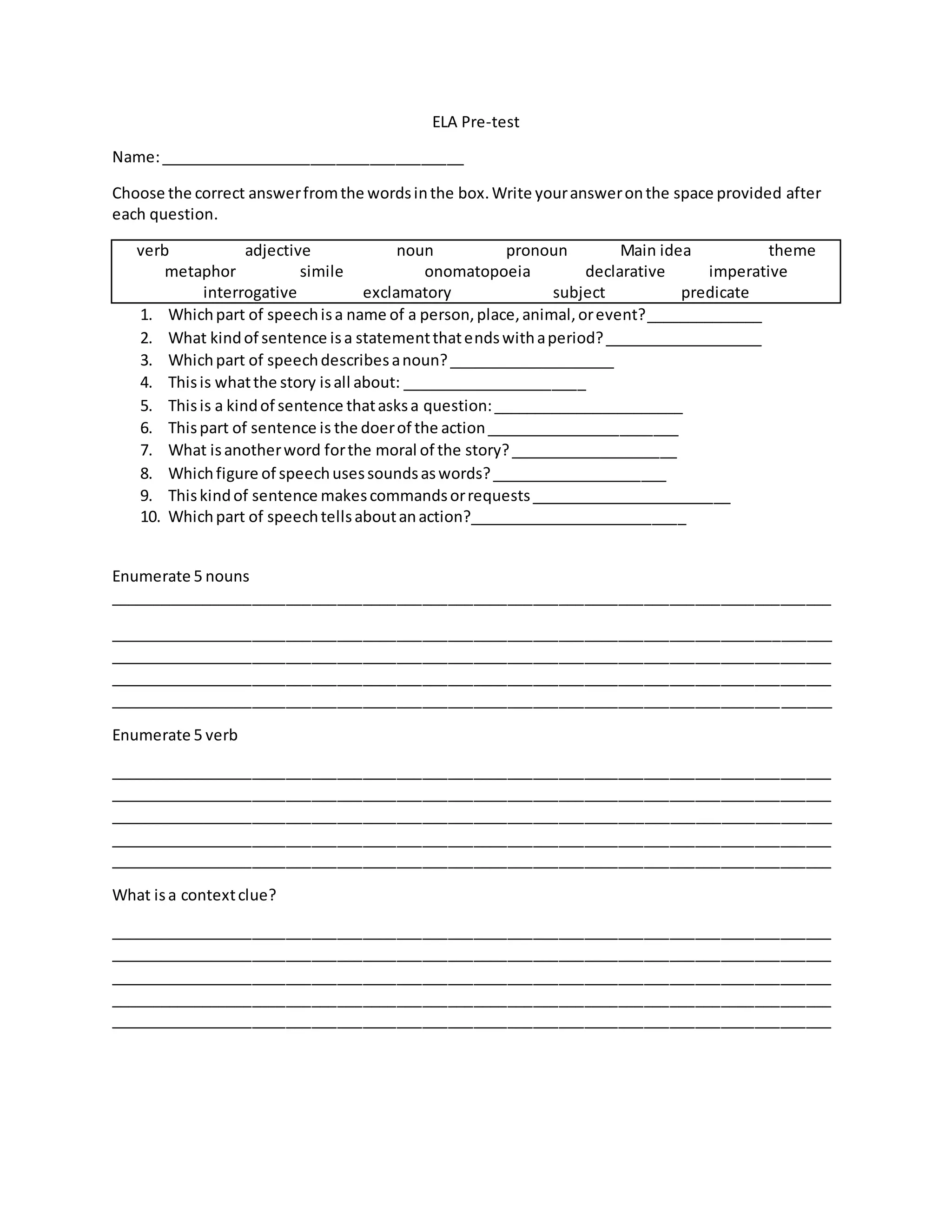 Pre-test in ELA.docx