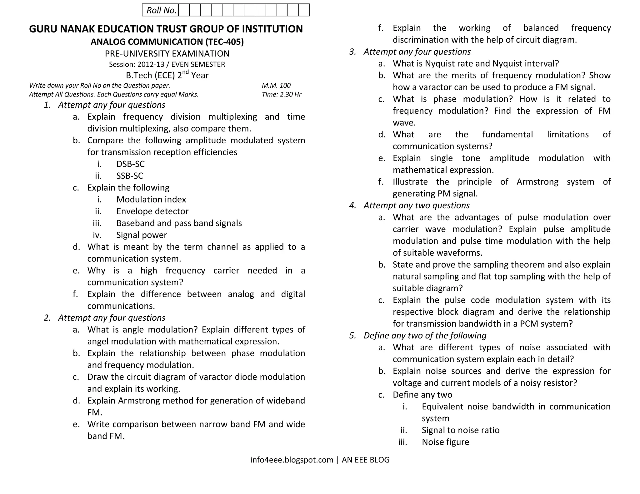 Analog Communication Apr 2013 | DOCX