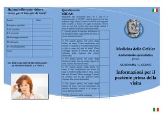 Pre Visita - Cefalee | PPT