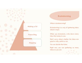 Pre-writing: Getting Ready to Write | PDF