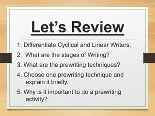 Pre writing strategies | PPTX