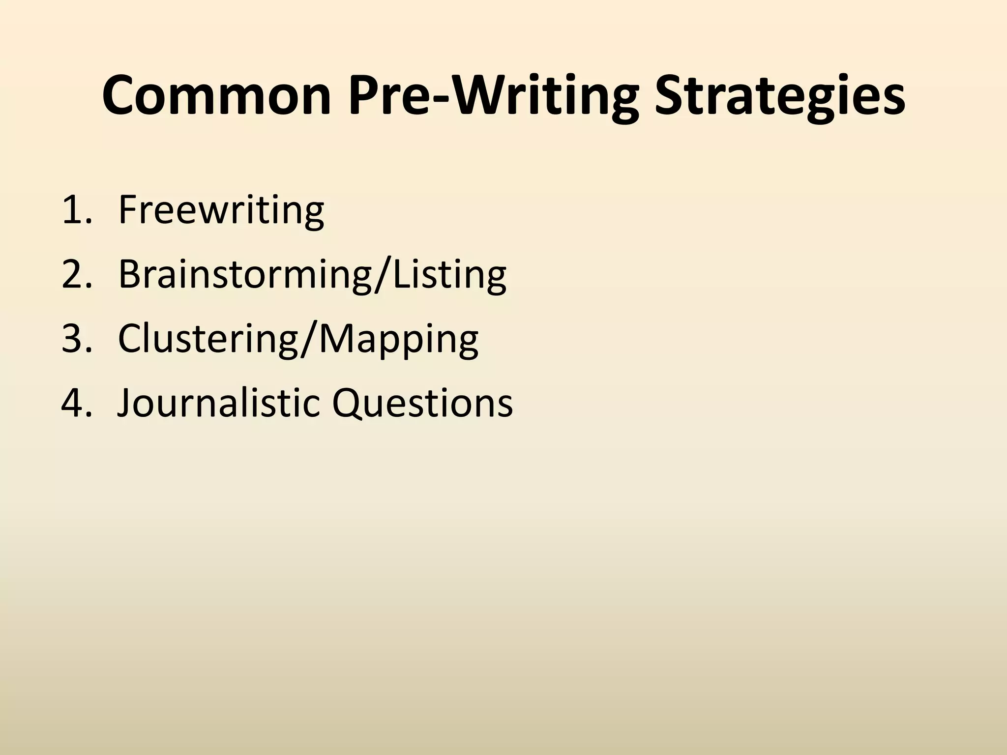 Pre-Writing Strategies | PPTX