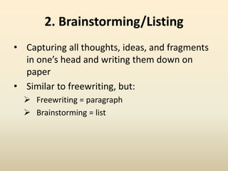 Pre-Writing Strategies | PPTX