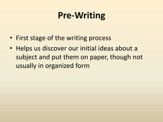 Writing Process Prewriting