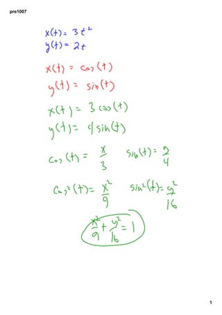 preCalculus 10-07 Parametrics | PDF