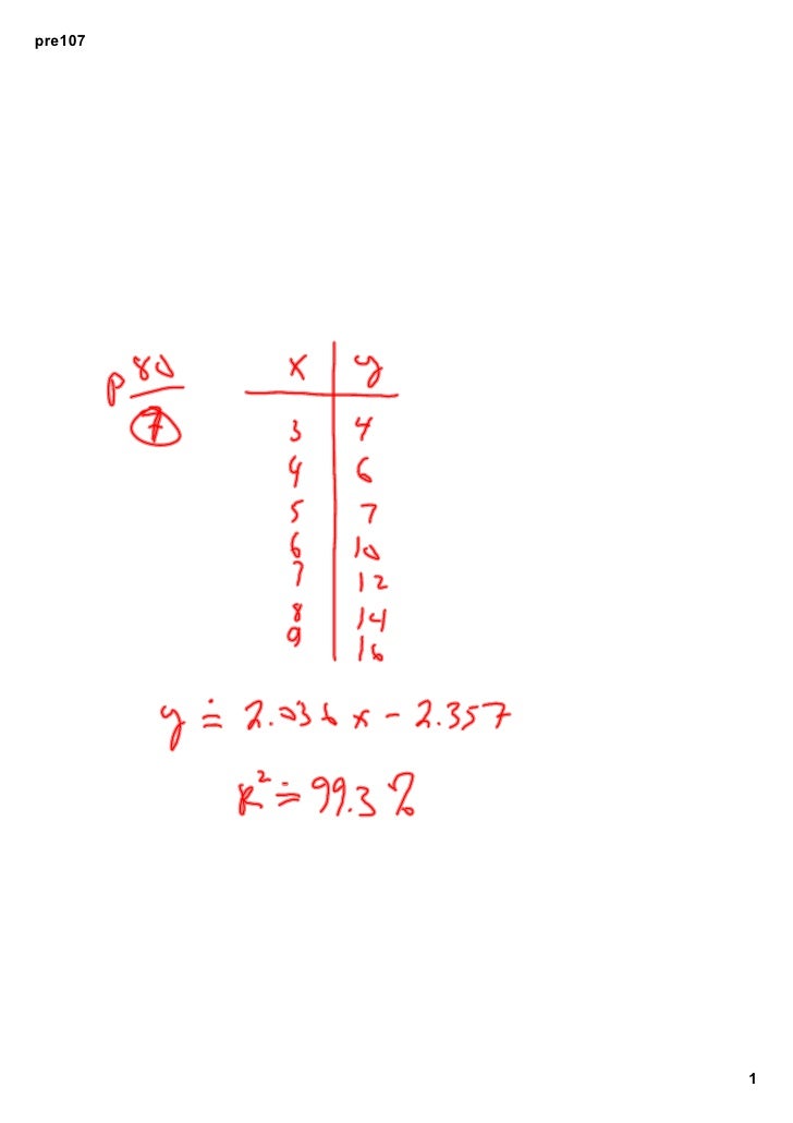 PreCalculus 107 Scatter Plots and Linear Regression PreCalculus 107 Scatter Plots and Linear Regression
