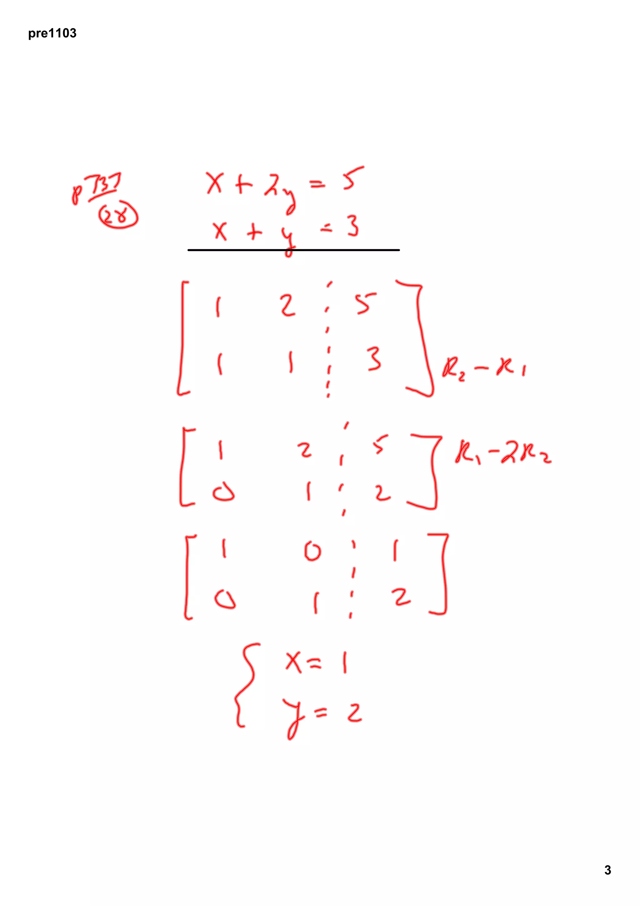 preCalculus 11-03 Augmented Matrix Solutions | PDF