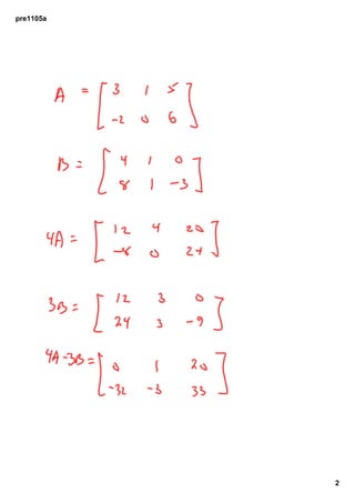preCalculus 11-05A: Matrix Operations! | PDF