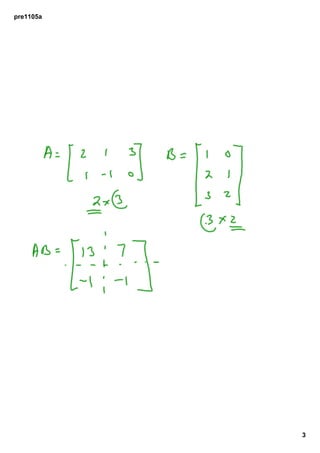preCalculus 11-05A: Matrix Operations! | PDF