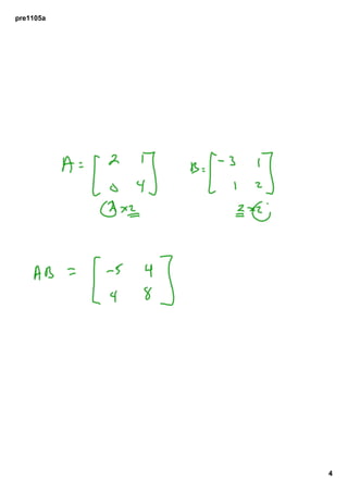 preCalculus 11-05A: Matrix Operations! | PDF