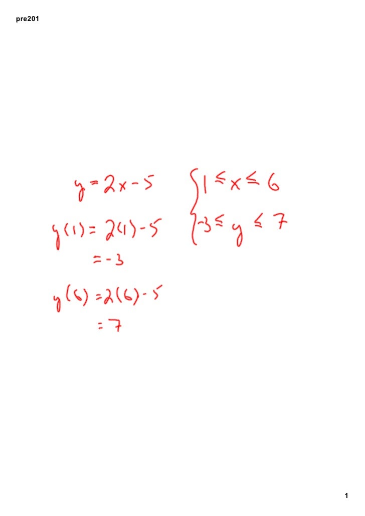 Precalculus 201 Function Domain And Range