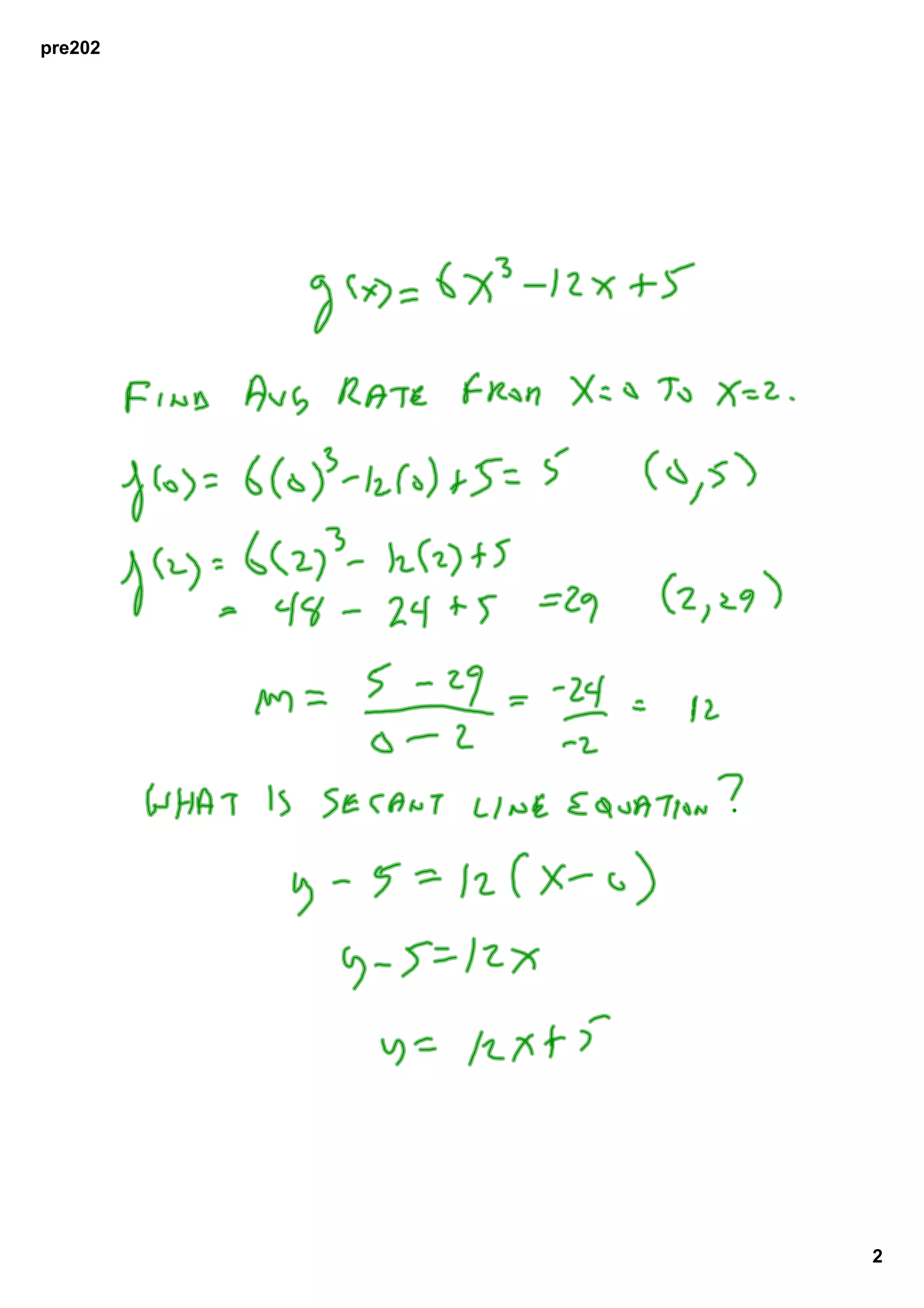 PreCalculus 202 Average Rate of Change | PDF