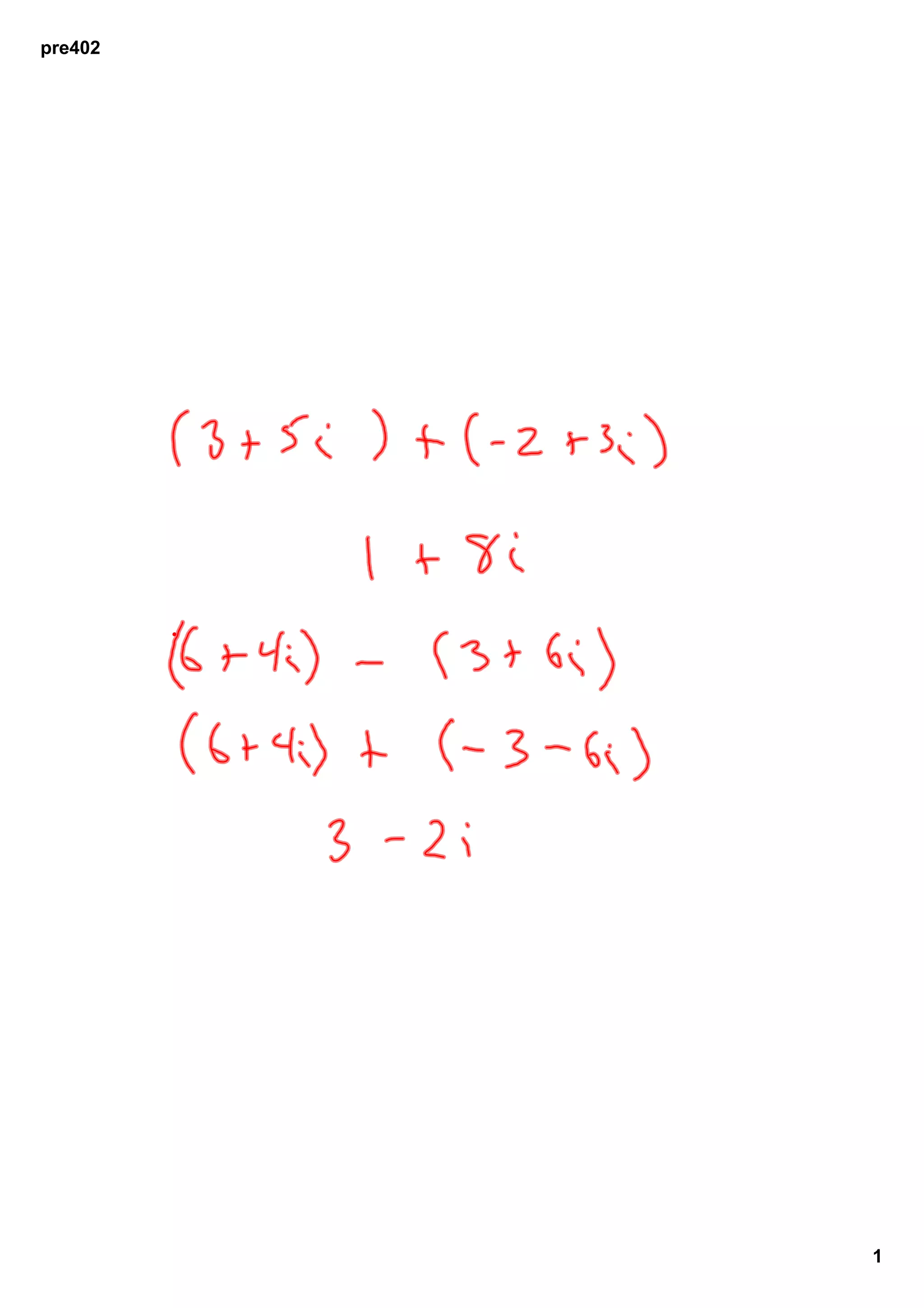 pre Calculus 402 Complex Numbers | PDF