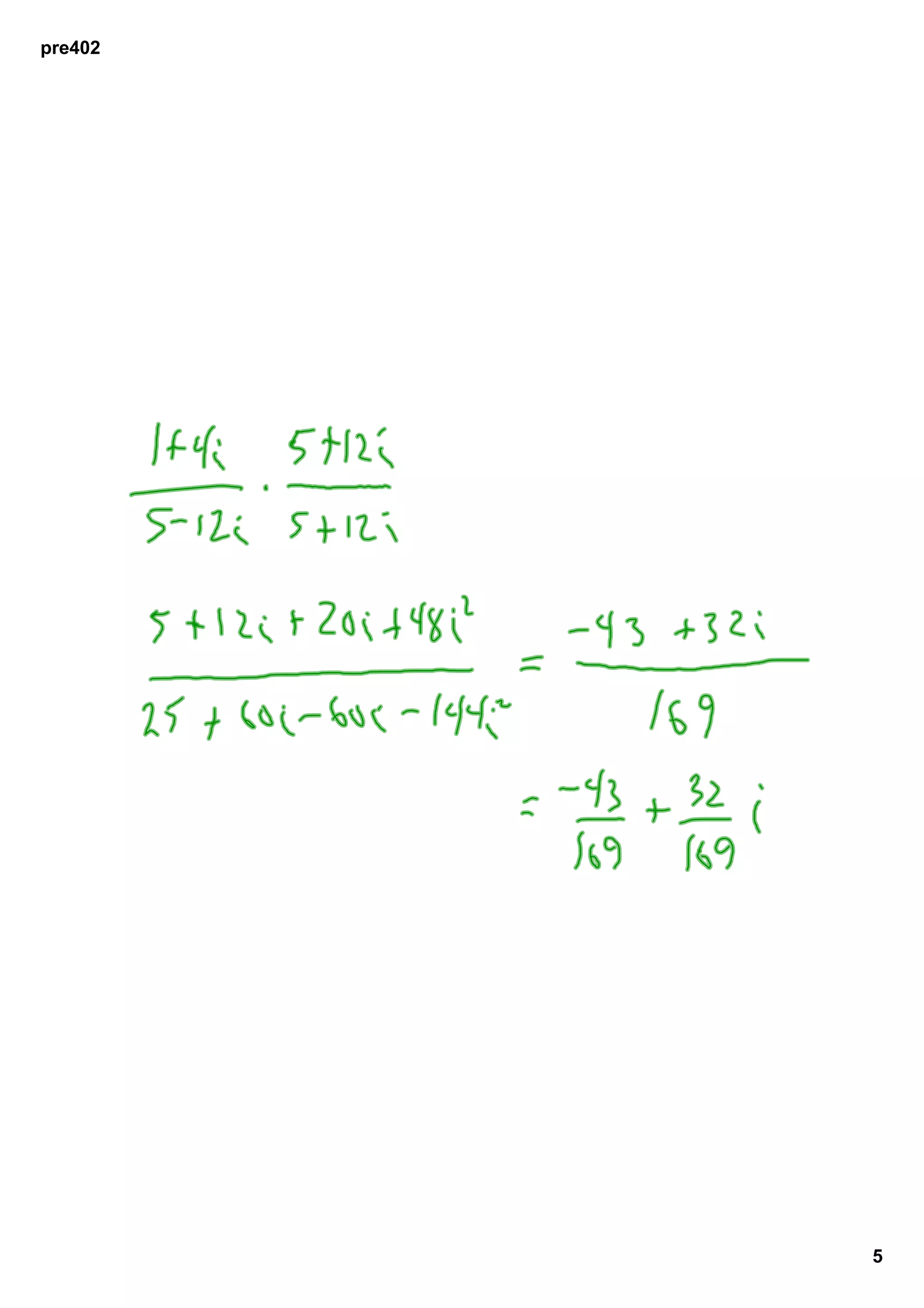 pre Calculus 402 Complex Numbers | PDF