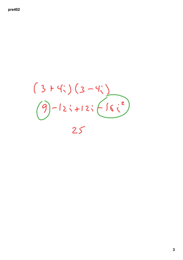 pre Calculus 402 Complex Numbers | PDF
