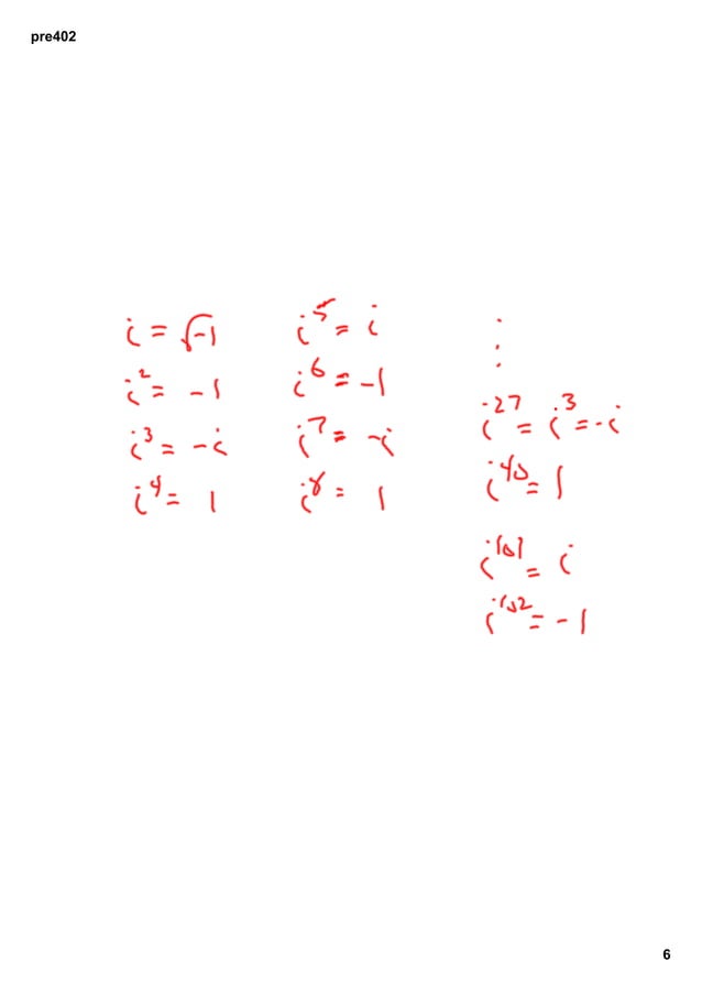 pre Calculus 402 Complex Numbers | PDF