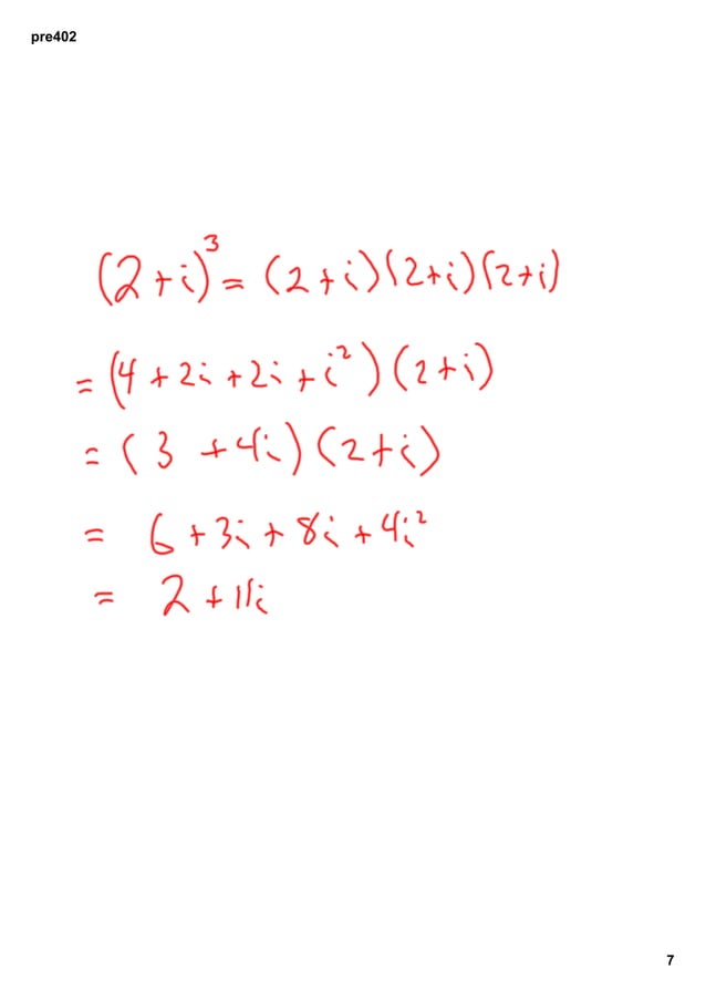 pre Calculus 402 Complex Numbers | PDF