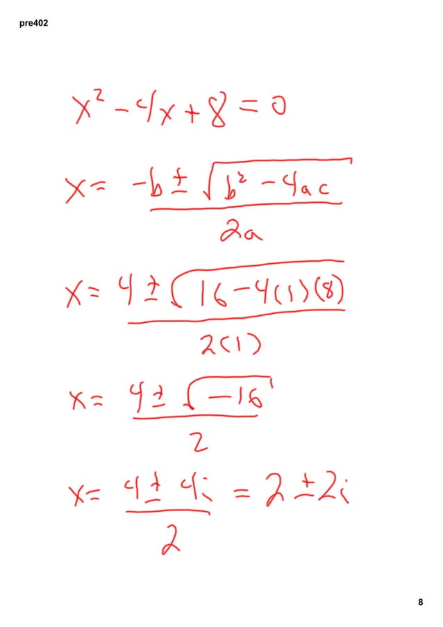 pre Calculus 402 Complex Numbers | PDF