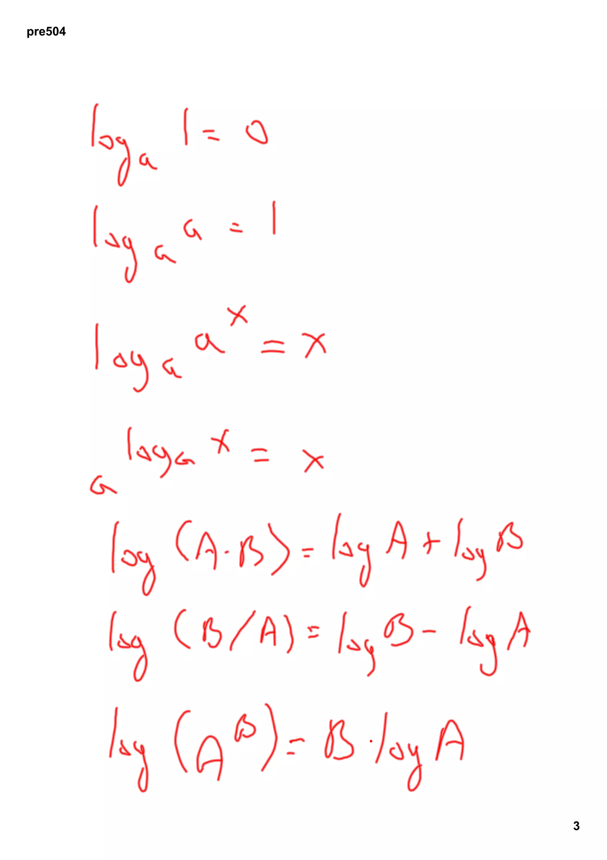 preCalculus 504 Log Rules | PDF