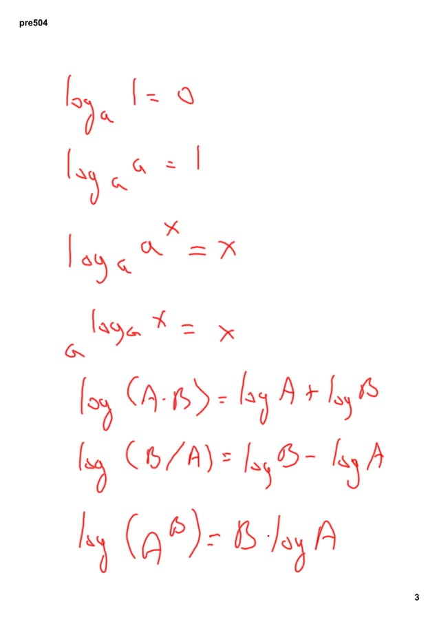 preCalculus 504 Log Rules | PDF