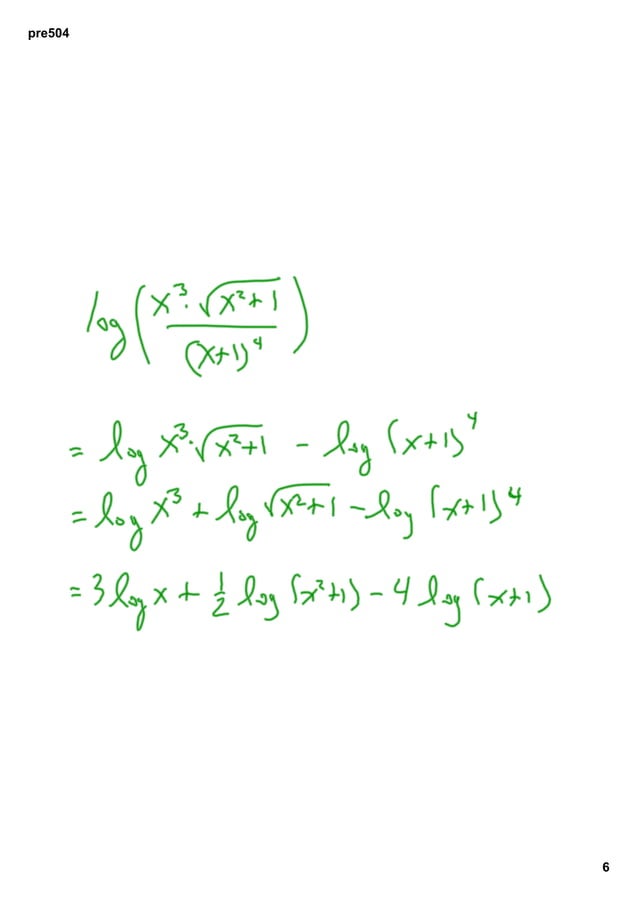 preCalculus 504 Log Rules | PDF