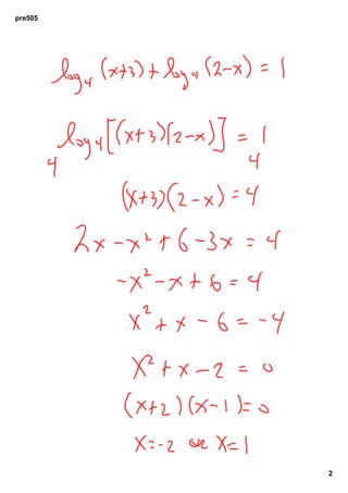 preCalculus 505 Solving Log Equations | PDF