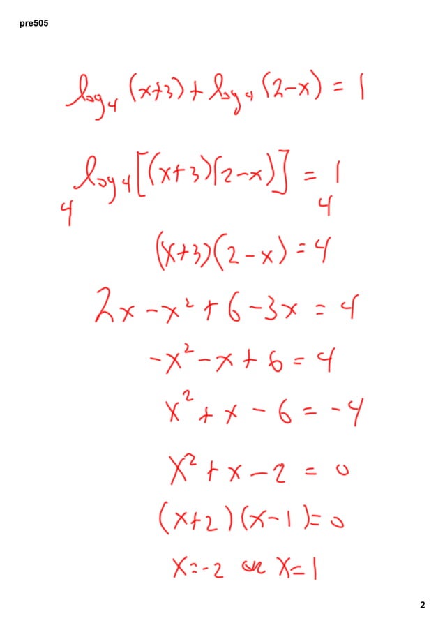preCalculus 505 Solving Log Equations | PDF
