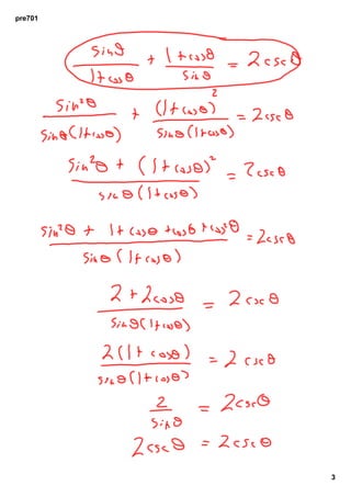 preCalculus 701 Proving Trig Identities | PDF