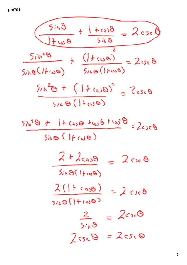 preCalculus 701 Proving Trig Identities | PDF