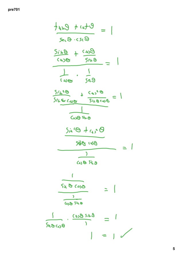 preCalculus 701 Proving Trig Identities | PDF