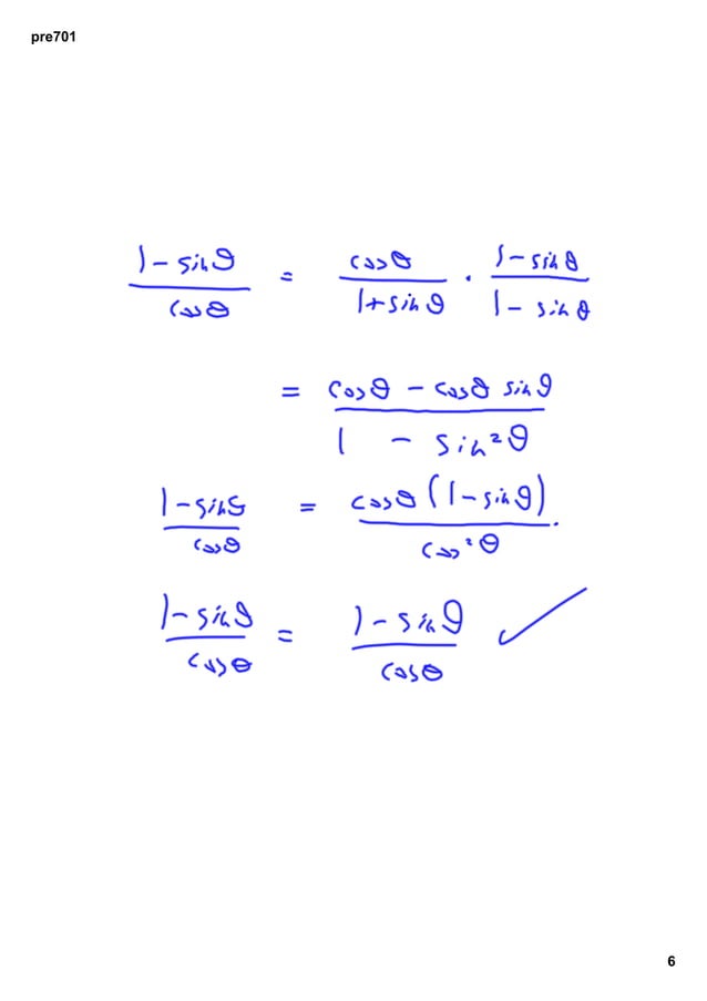 preCalculus 701 Proving Trig Identities | PDF