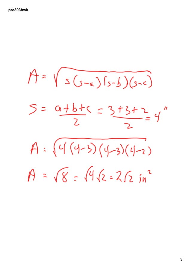 preCalculus 803 Law of Cosines HWK! | PDF
