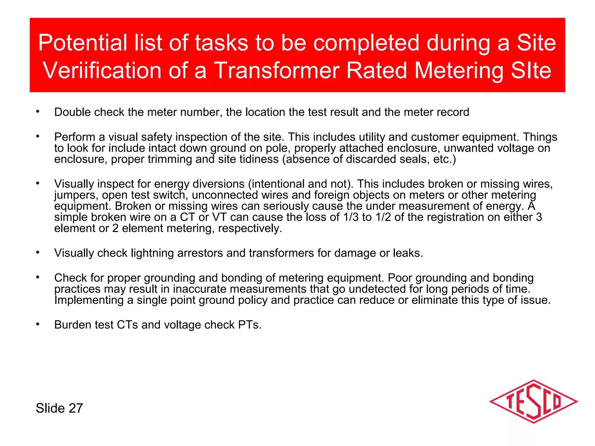 Transformer Rated Metering Site Verification | PPT | Physics | Science