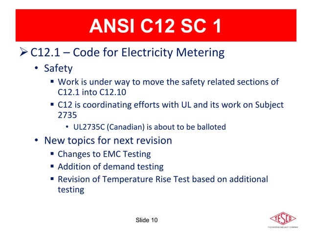 ANSI C12 Standards Update | PPTX