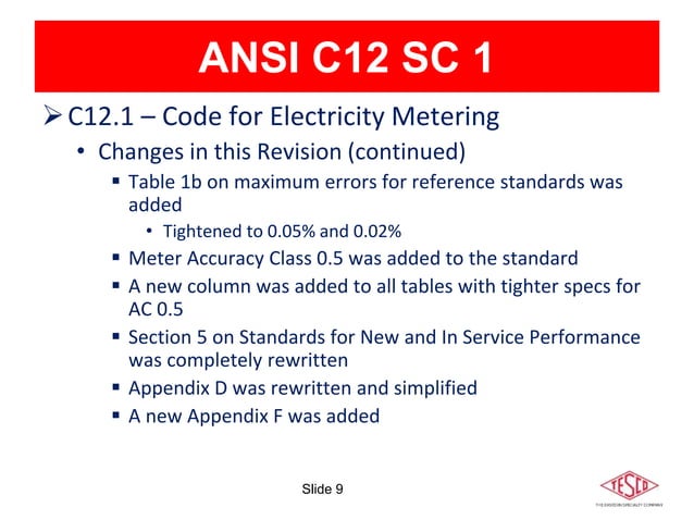 ANSI C12 Standards Update | PPTX