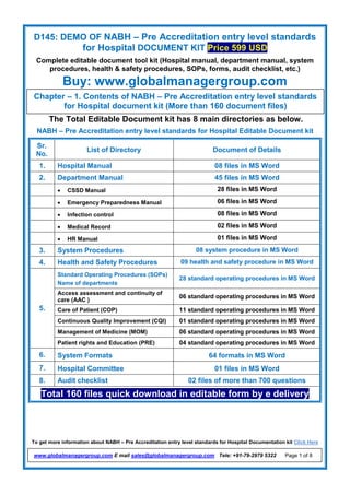 Demo of NABH Documentation Kit for Pre Accreditation | PDF