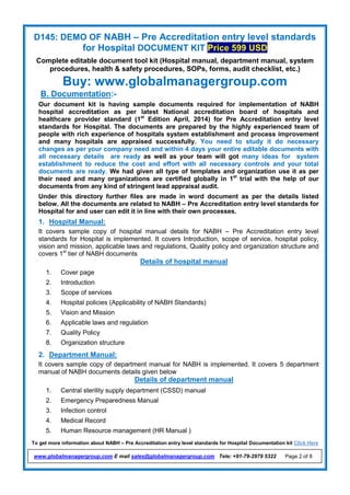 Demo of NABH Documentation Kit for Pre Accreditation | PDF