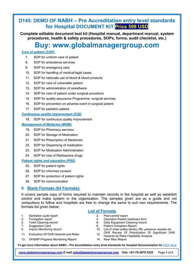 Demo of NABH Documentation Kit for Pre Accreditation | PDF