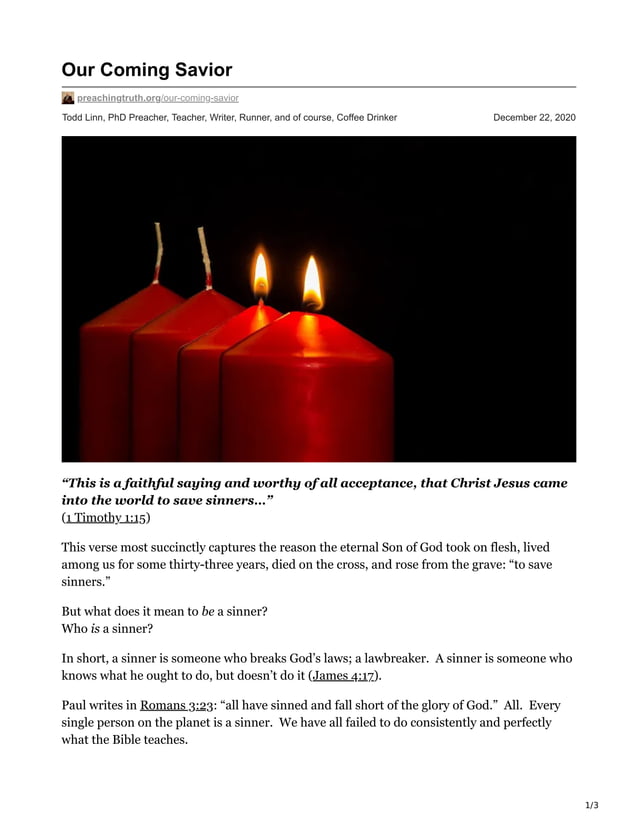 Our Coming Savior | PDF | Christianity | Religion & Spirituality